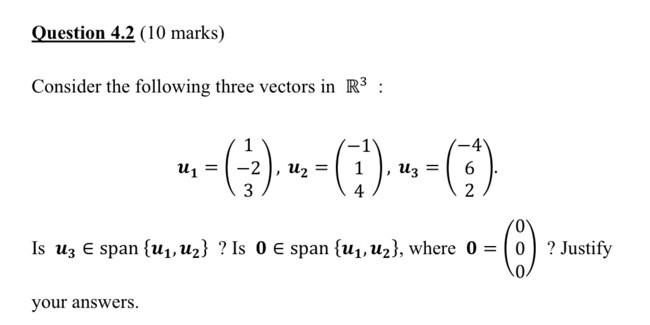 Solved Consider the following three vectors in R3 : | Chegg.com