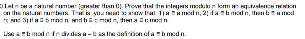 Solved 0.Let n be a natural number (greater than 0). Prove | Chegg.com