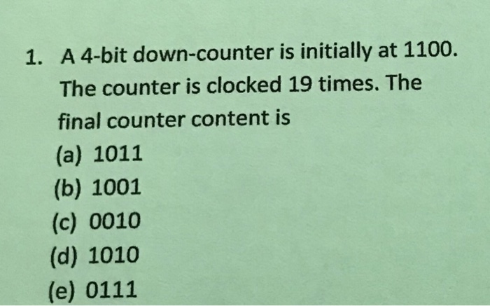 Solved A 4-bit down-counter is initially at 1100. The | Chegg.com
