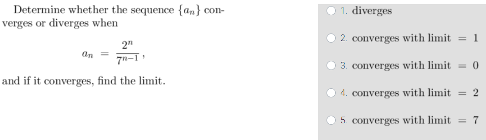 Solved Determine whether the sequence {an} con- verges or | Chegg.com