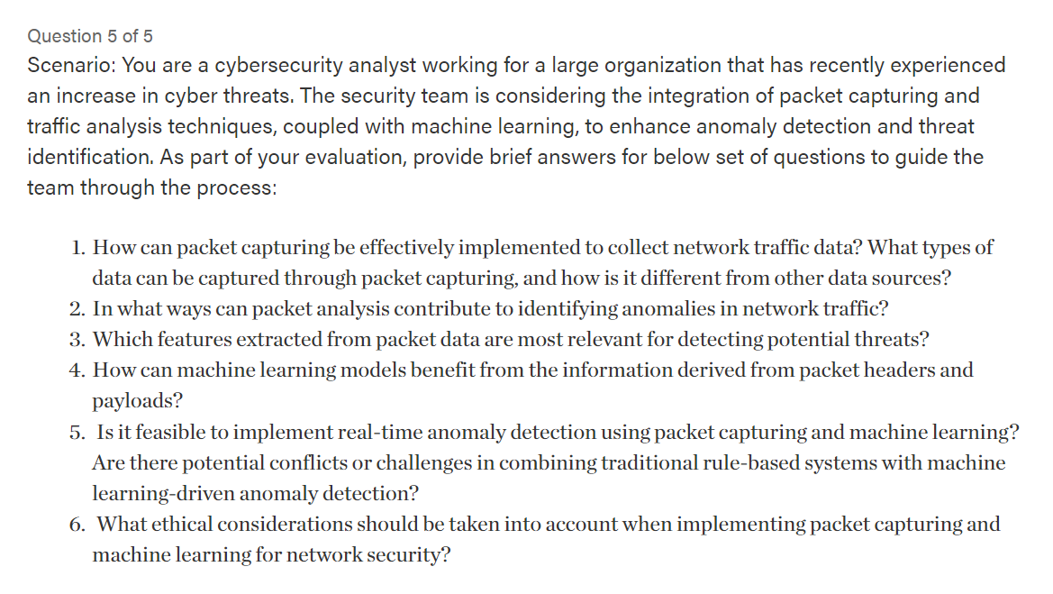 Solved Question 5 of 5 Scenario: You are a cybersecurity | Chegg.com