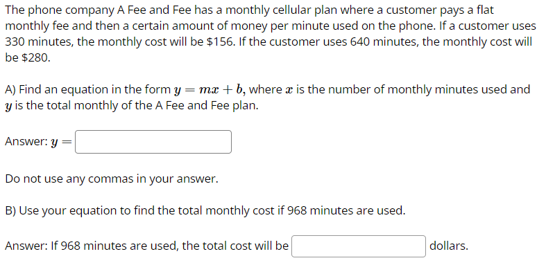 Solved The phone company A Fee and Fee has a monthly | Chegg.com