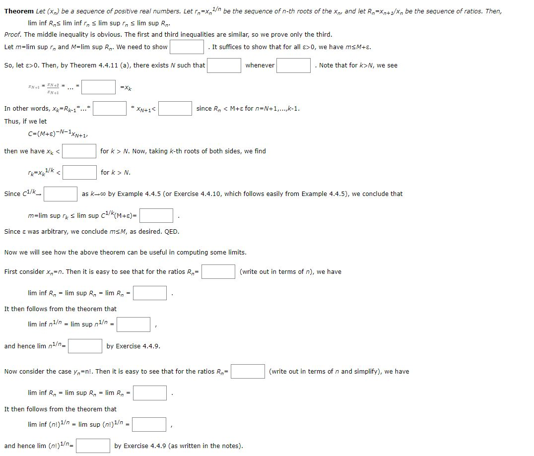 Solved Theorem Let (xn) be a sequence of positive real | Chegg.com