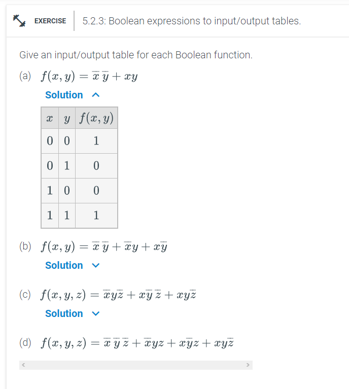 Solved 5.2.3: Boolean expressions to input/output tables. | Chegg.com