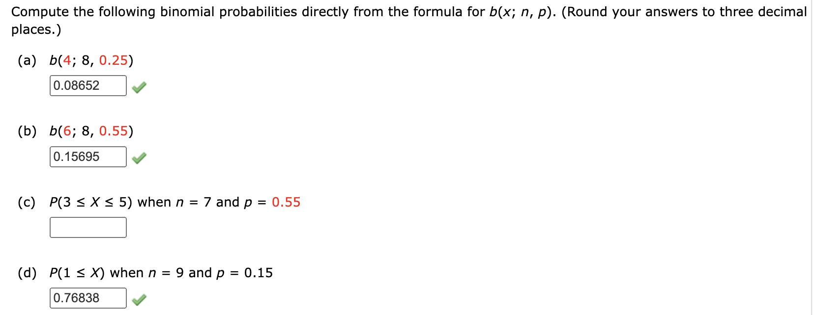 Solved Compute the following binomial probabilities directly | Chegg.com