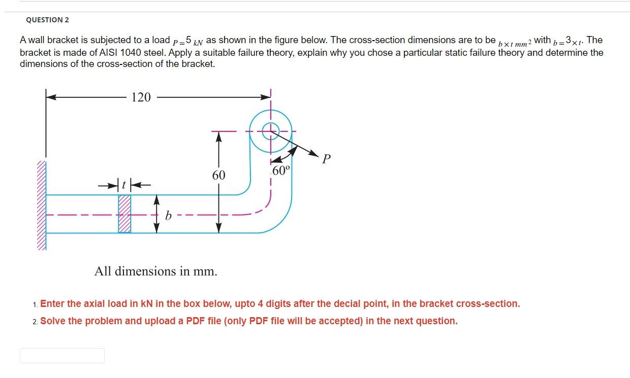Solved QUESTION 2 A wall bracket is subjected to a load p-5 | Chegg.com