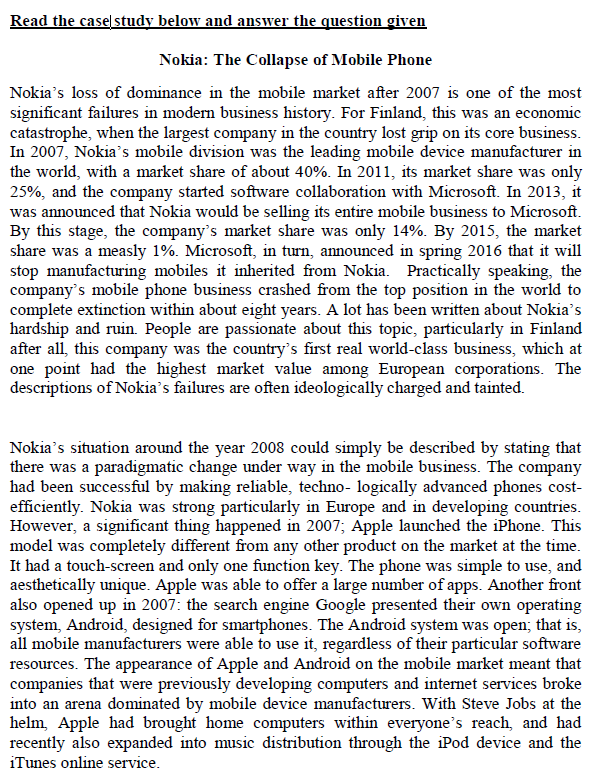 Solved Read the case study below and answer the question | Chegg.com