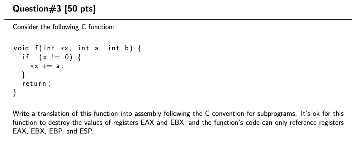 Solved Question#3 (50 pts] Consider the following C | Chegg.com