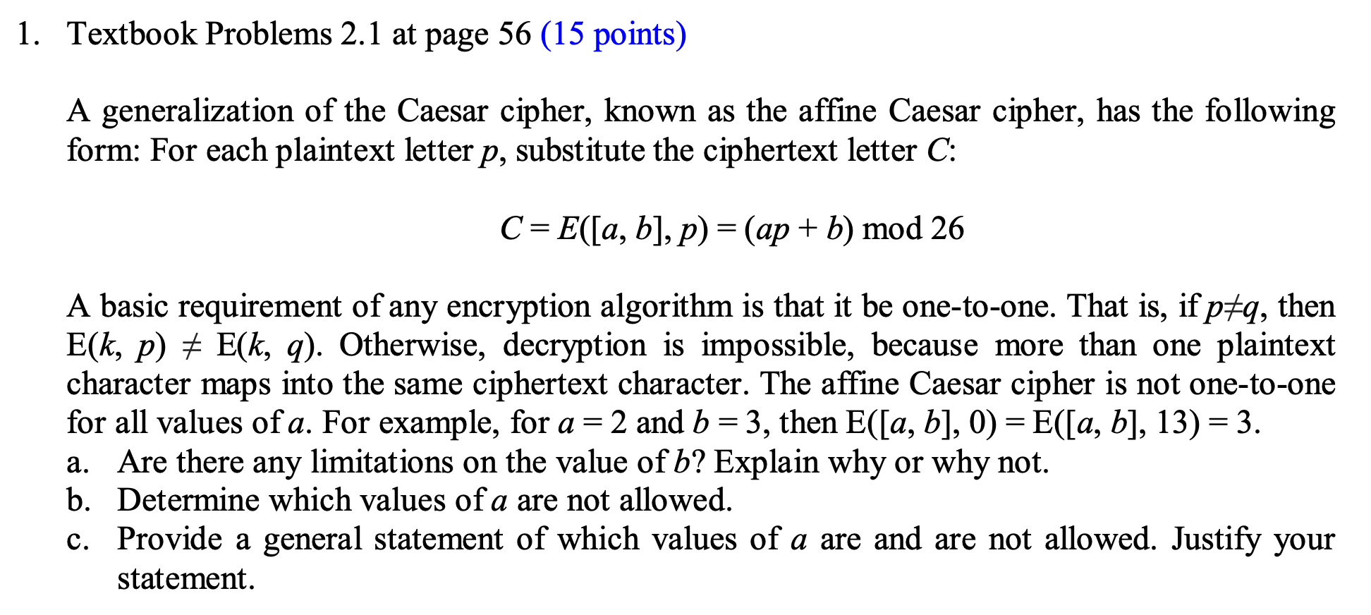 Solved A generalization of the Caesar cipher, known as the | Chegg.com