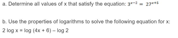 Solved a. Determine all values of x that satisfy the | Chegg.com