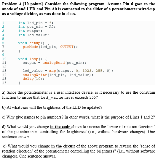 Solved Problem 4 [10 points] Consider the following program. | Chegg.com