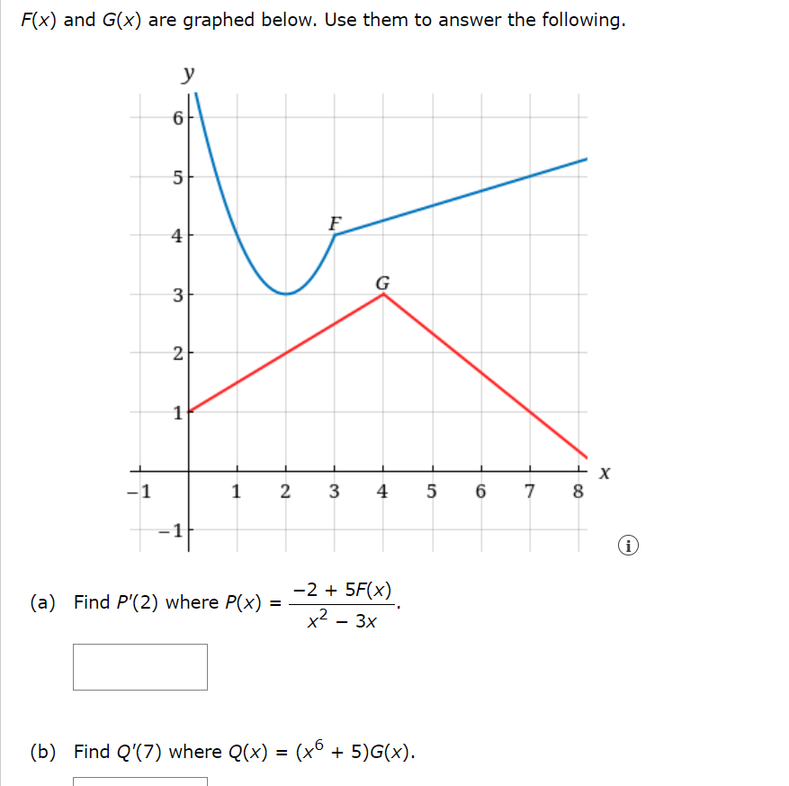 Solved F(x) and G(x) are graphed below. Use them to answer | Chegg.com