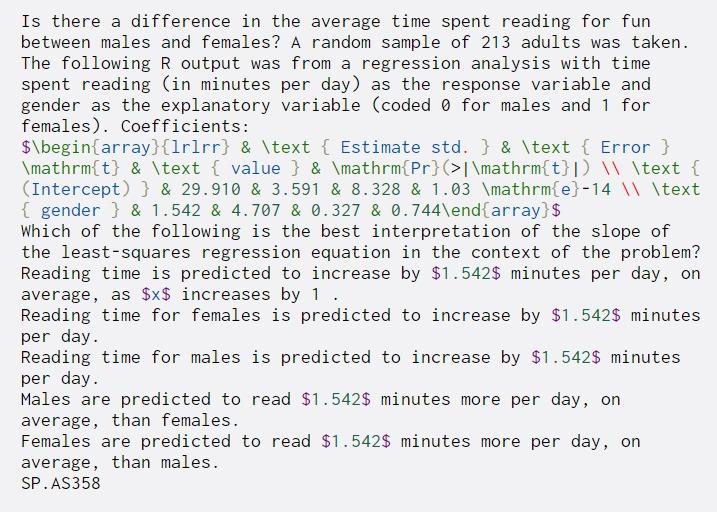 Solved Is there a difference in the average time spent | Chegg.com