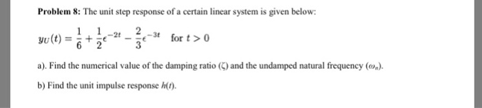 Solved Problem 8: The unit step response of a certain linear | Chegg.com