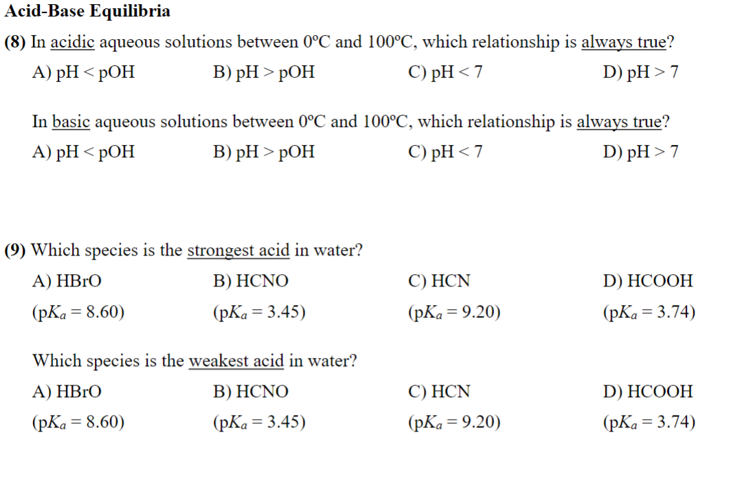 Solved Acid-Base Equilibria | Chegg.com