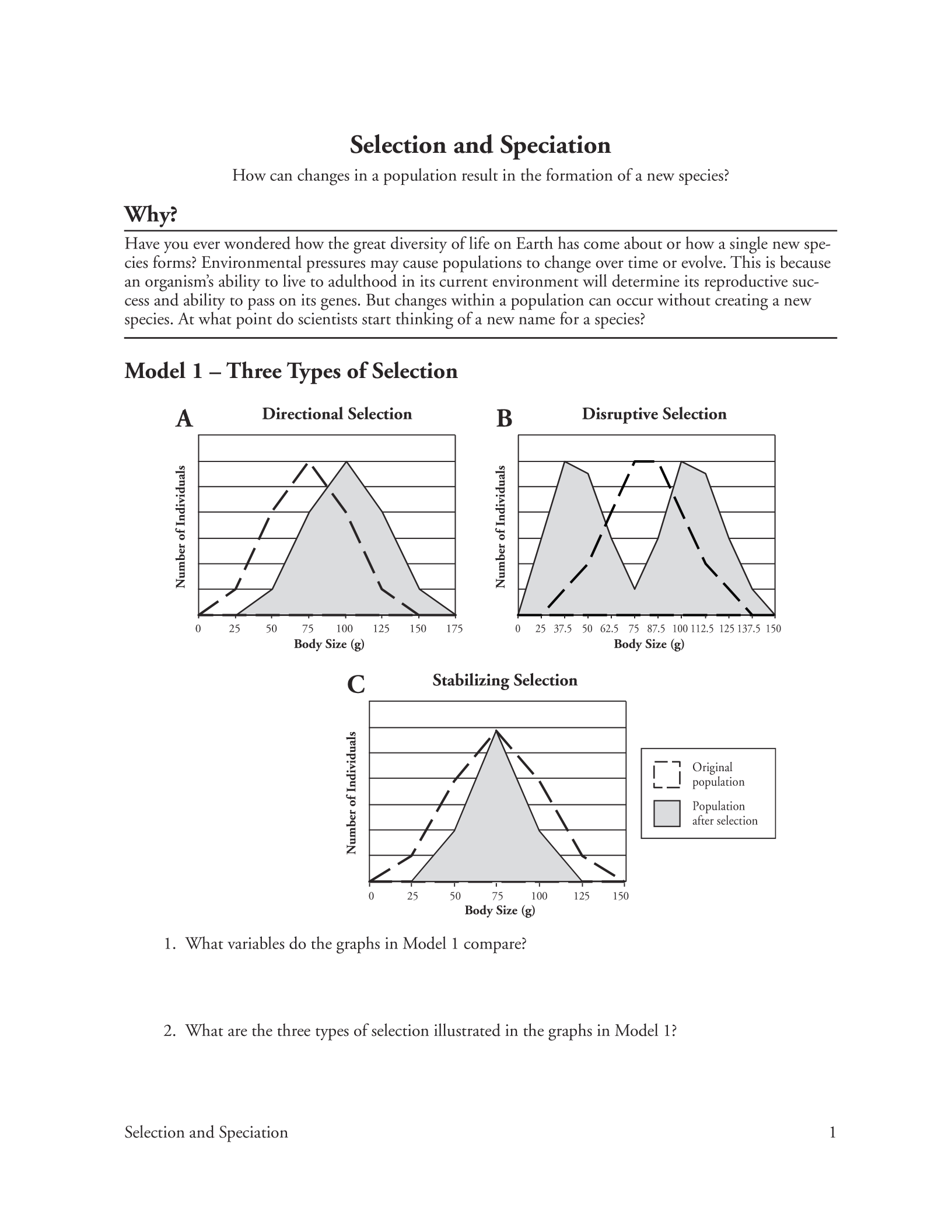 Selection and Speciation How can changes in a | Chegg.com
