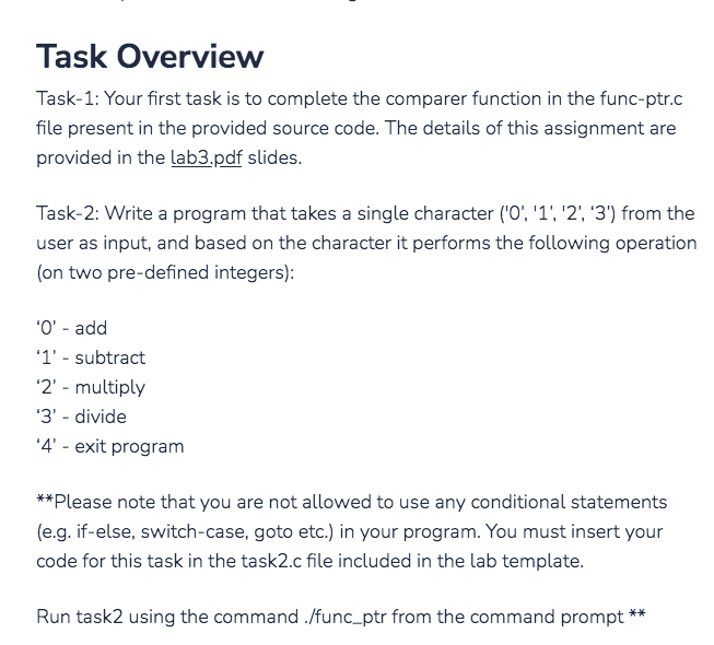 Solved Task Overview Task-1: Your first task is to complete | Chegg.com