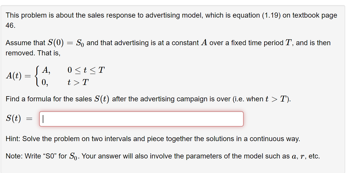 This problem is about the sales response to | Chegg.com