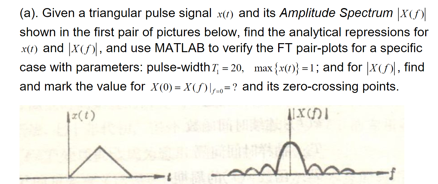 (a). Given a triangular pulse signal x(t) and its | Chegg.com