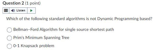 Solved Which of the following standard algorithms is not | Chegg.com