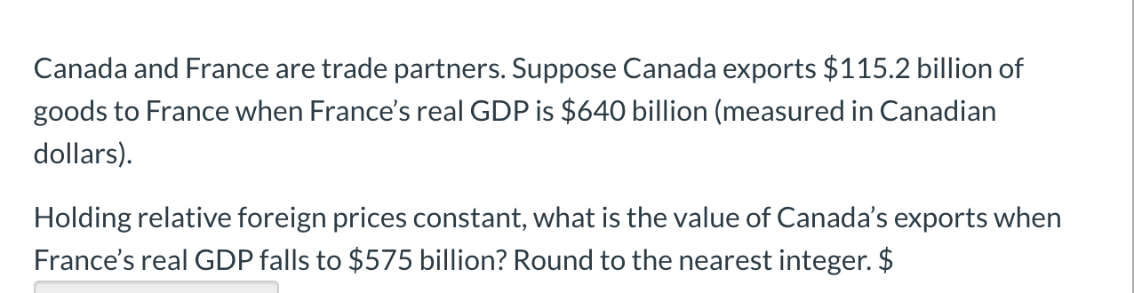 Solved Canada and France are trade partners. Suppose Canada | Chegg.com