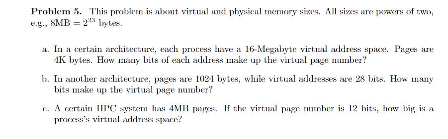 Solved Problem 5. This problem is about virtual and physical | Chegg.com