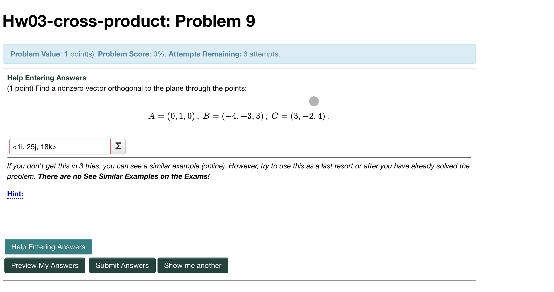 Solved Help Entering Answers (1 point) Find a nonzero vector | Chegg.com Solved Help Entering Answers (1 point) Find a nonzero vector | Chegg.com