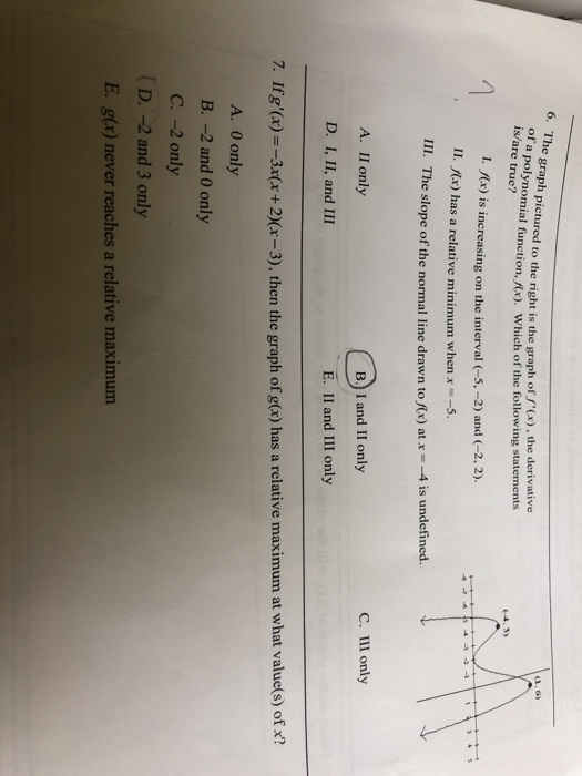 Solved 6. The graph pictured to the right is the graph of | Chegg.com