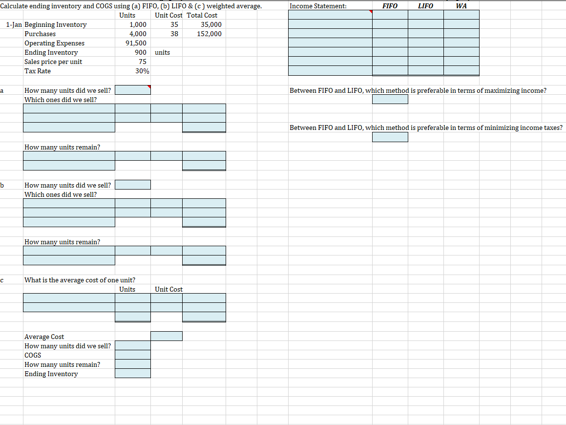 Solved Calculate ending inventory and COGS using (a) FIFO, | Chegg.com