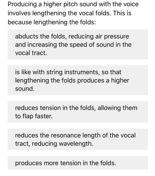 Solved Producing a higher pitch sound with the voice | Chegg.com