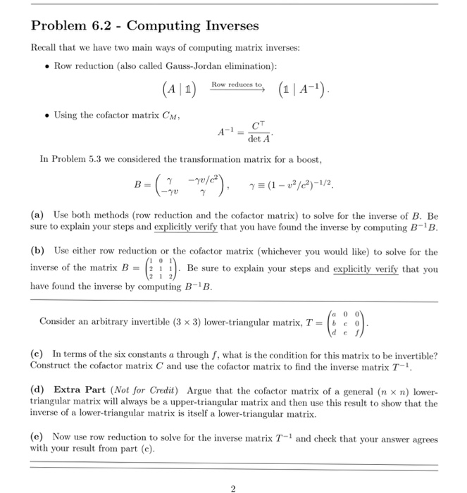 Solved Problem 6.2 - Computing Inverses Recall that we have | Chegg.com