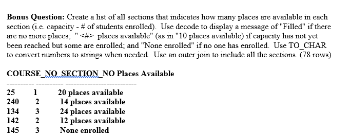 Solved Bonus Question: Create a list of all sections that | Chegg.com Solved Bonus Question: Create a list of all sections that | Chegg.com