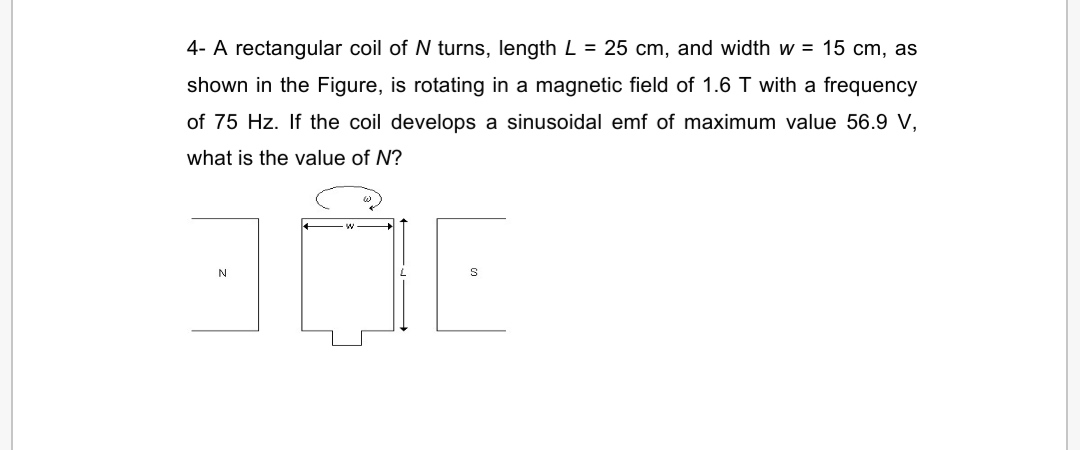 Solved 4- A rectangular coil of N turns, length L = 25 cm, | Chegg.com