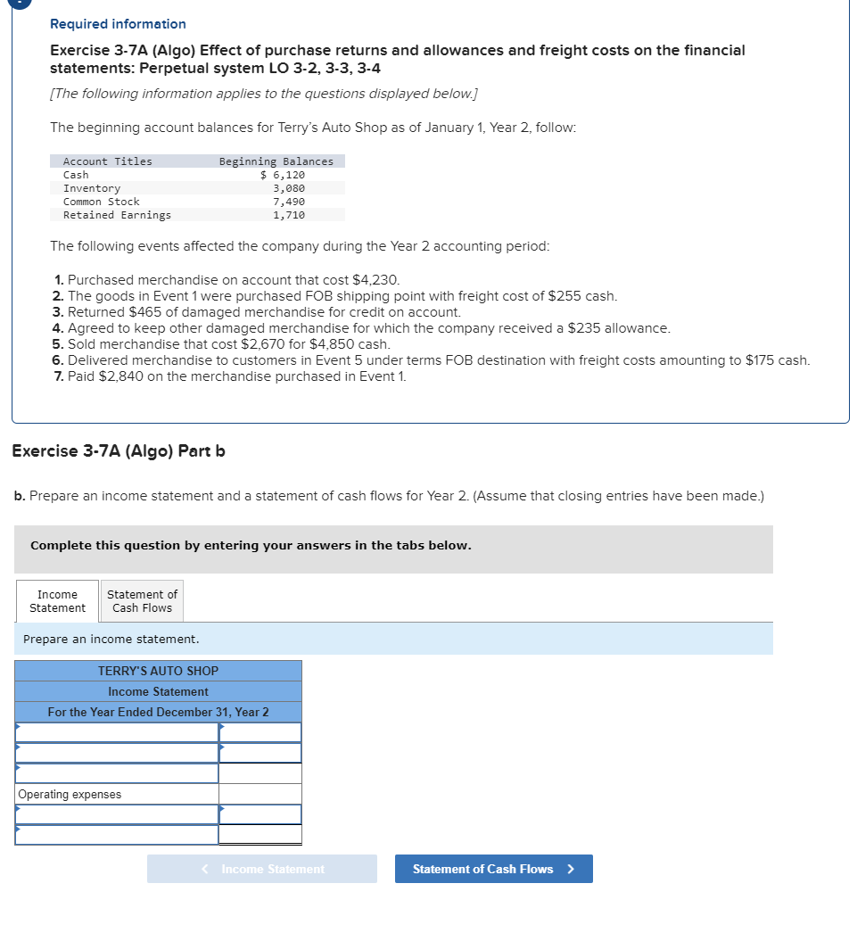 Solved Exercise 3-7A (Algo) Effect of purchase returns and | Chegg.com