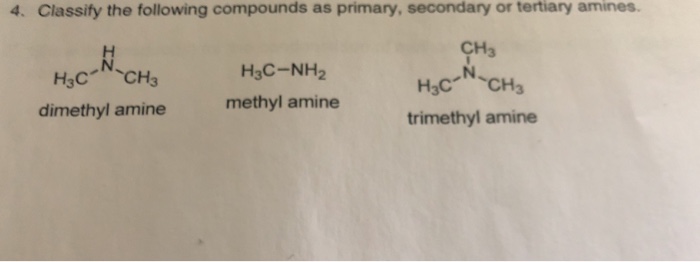 Solved 4. Classify the following compounds as primary, | Chegg.com