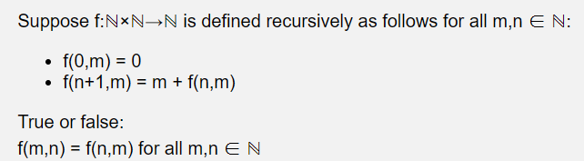 Solved Suppose f: N×N→N is defined recursively as follows | Chegg.com