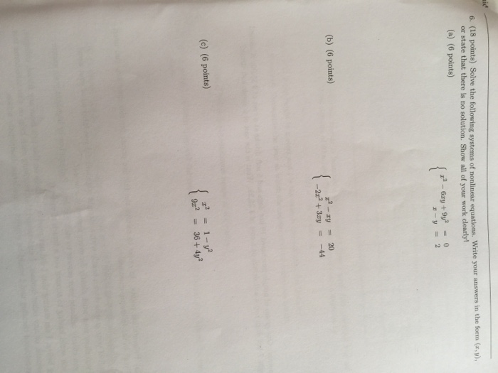 Solved Solve the following systems of nonlinear equations. | Chegg.com