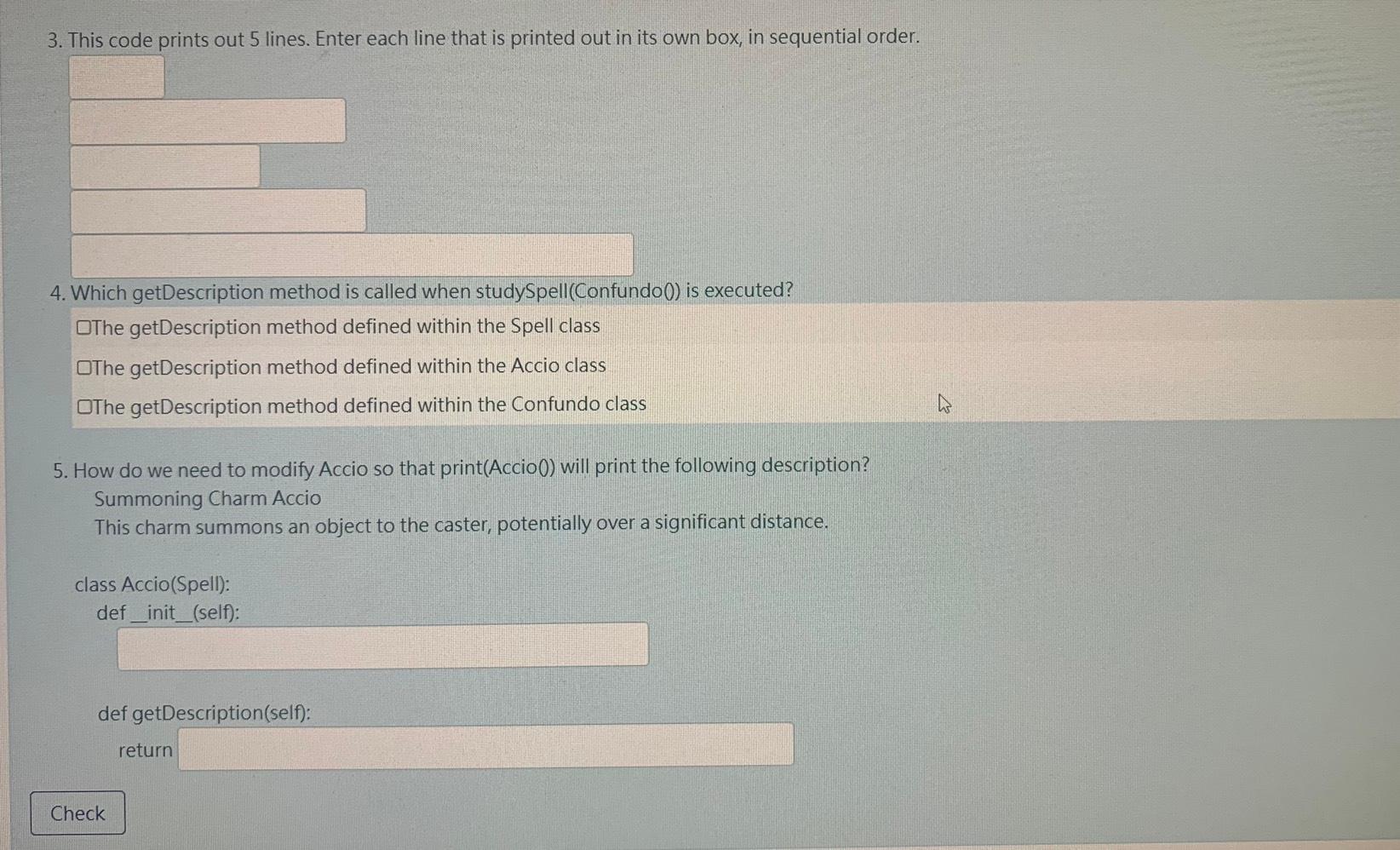 Solved Consider the following code: class Spell(object): def | Chegg.com