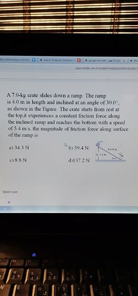 Solved A 7.0-kg crate slides down a ramp. The ramp is 4.0 m | Chegg.com