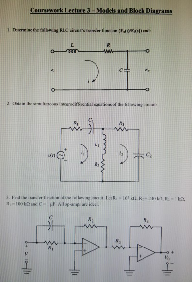 Solved Coursework Lecture 3 Models And Block Diagrams 1 