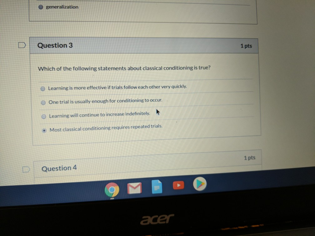 Solved O generalization Question 3 1 pts Which of the | Chegg.com