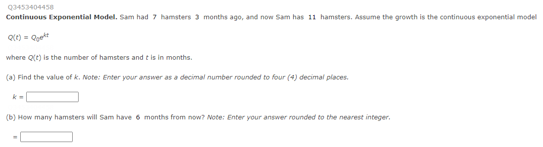 Solved Q3453404458 Continuous Exponential Model. Sam had 7 | Chegg.com