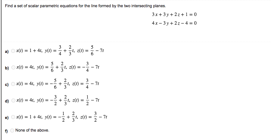 Solved Find a set of scalar parametric equations for the | Chegg.com