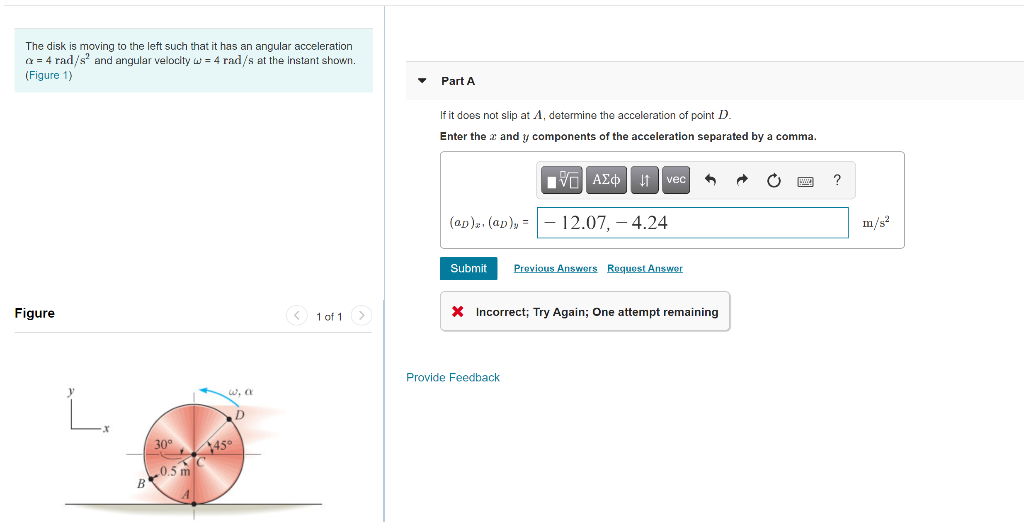 Solved The disk moving to the left such that it has an | Chegg.com
