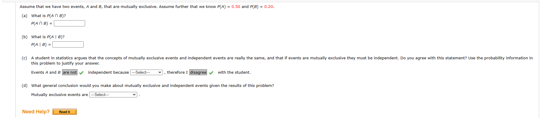 Solved Assume that we have two events, A and B, that are | Chegg.com