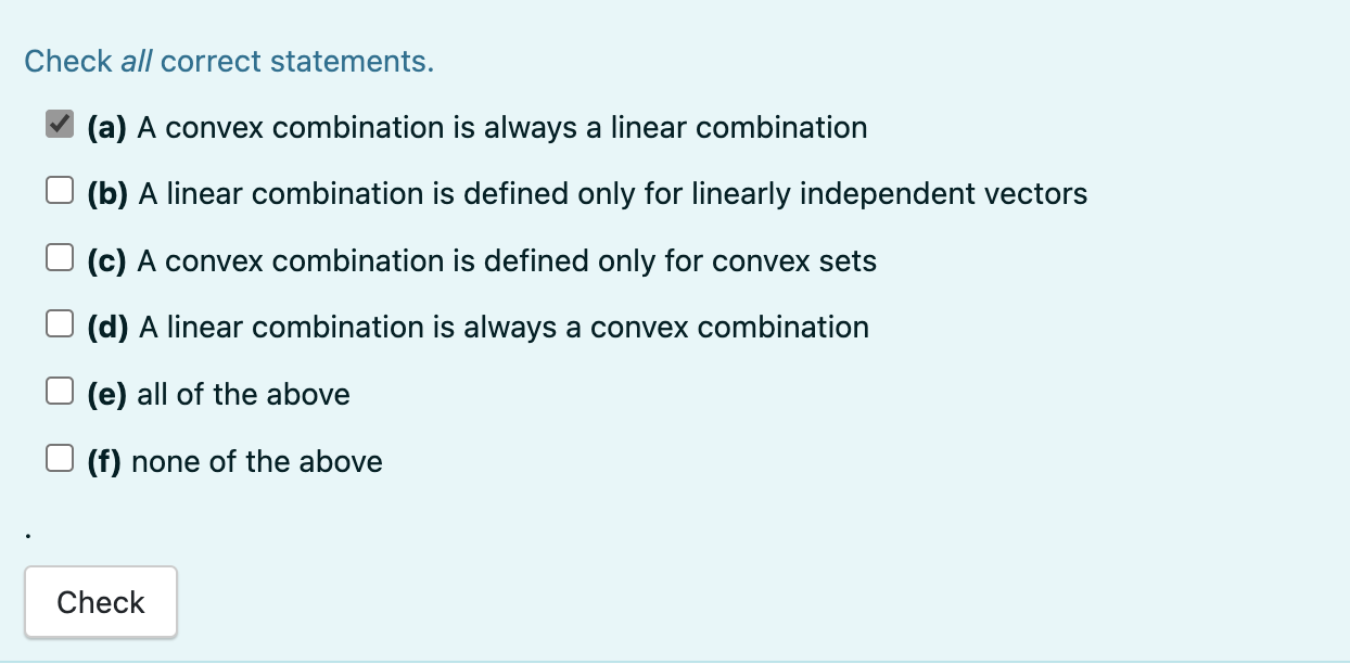 Solved Check all correct statements. (a) A convex | Chegg.com