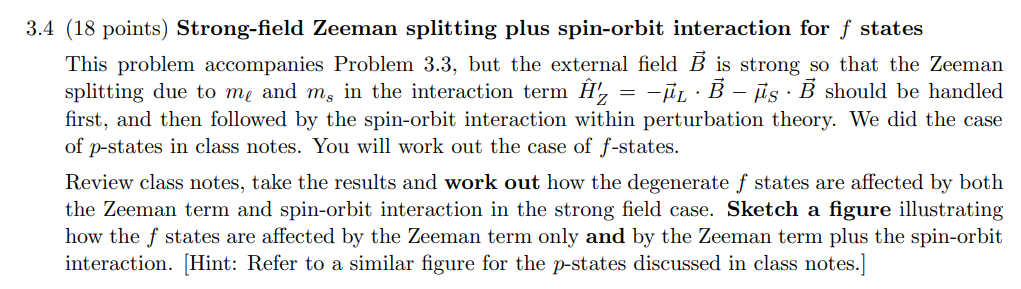 3.5 (20 points) Very strong-field Zeeman effect: from | Chegg.com
