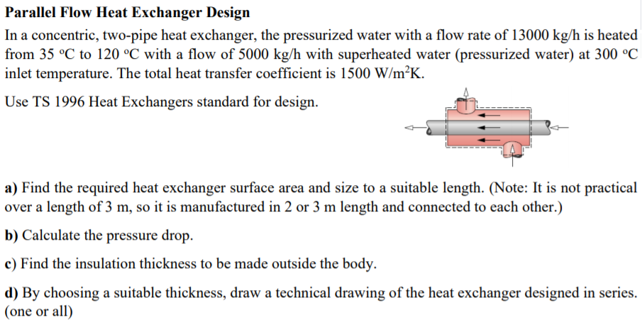 Solved Parallel Flow Heat Exchanger Design In a concentric, | Chegg.com