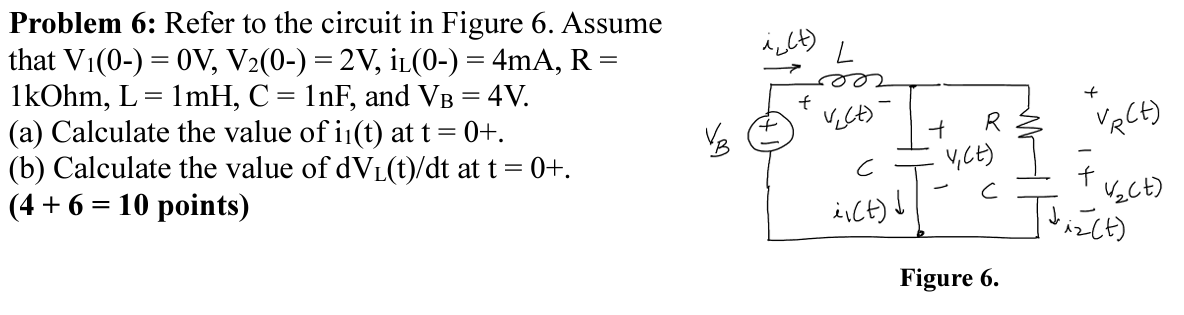 Solved Problem 6: Refer to the circuit in Figure 6. Assume | Chegg.com