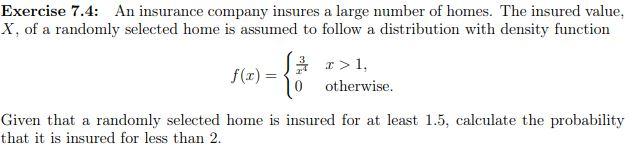 Solved Exercise 7.4: An insurance company insures a large | Chegg.com